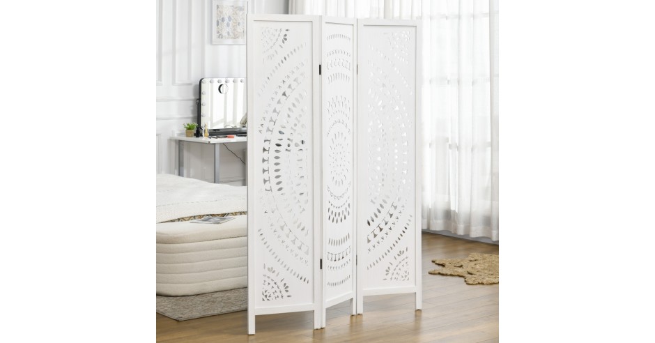 HOMCOM Paravan Interior cu 3 Panouri, Separator Pliabil de Interior ...