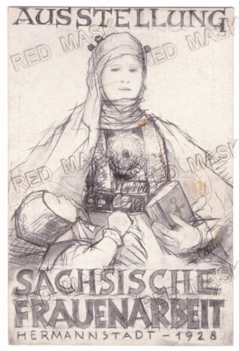 2805 - SIBIU, Ethnic graphics by Theodor Lassy, Sibian officer - old PC ...