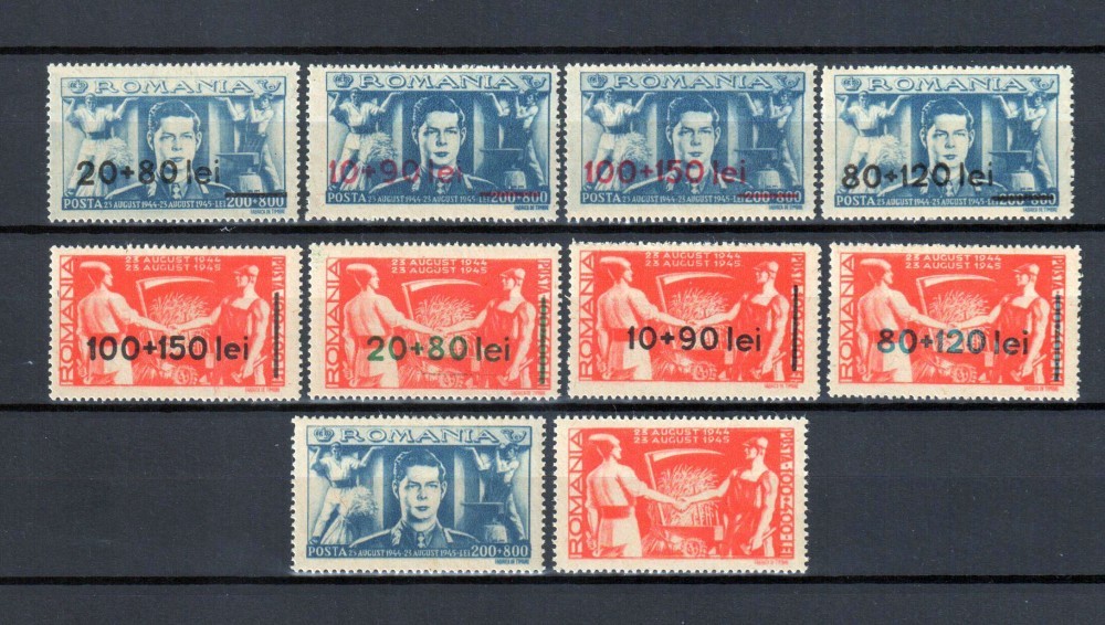 FRONTUL PLUGARILOR 1946 LP 179 LP 189 SERIE + SERIE SUPRATIPAR MNH ...