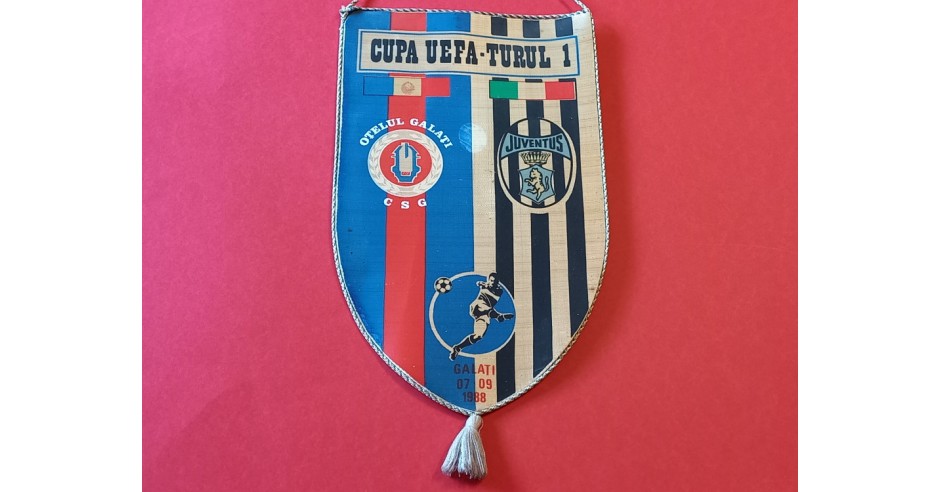 Fanion meci fotbal OTELUL GALATI - JUVENTUS TORINO (Cupa UEFA 07.09. ...