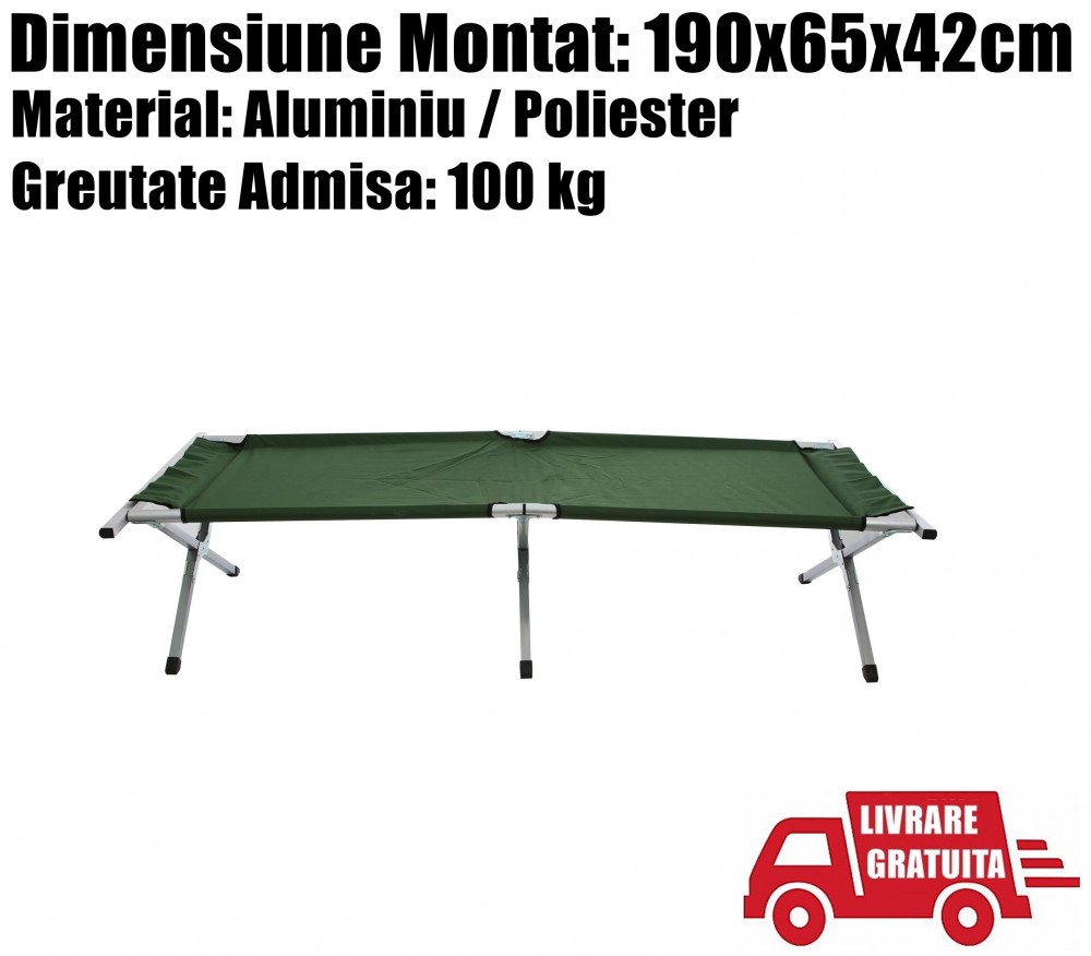 Pat Sezlong Pliabil Metalic 100kg Camping Cort | arhiva Okazii.ro