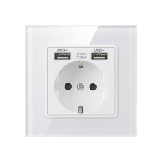 Priza Techstar? Crystal TSU1, Simpla, 2 x USB, 2.1A, Culoare Alb Frost ...