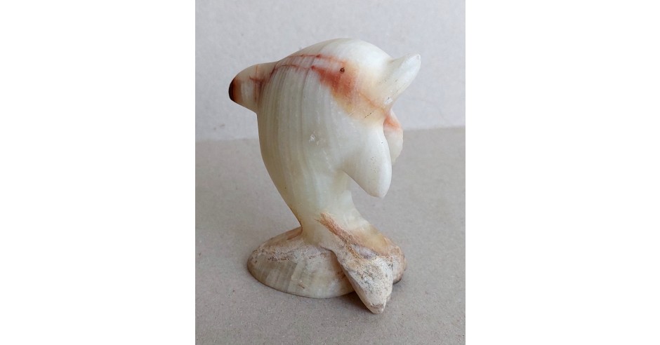 Delfinul Flipper - sculptura vintage in marmura travertin, anii 70 ...