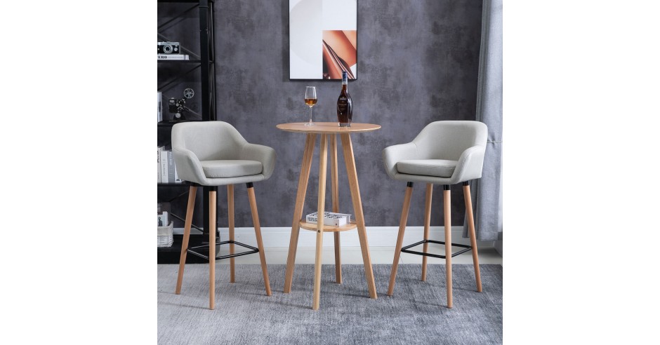 HOMCOM Masa inalta pentru bar sau bucatarie, Rotunda din Lemn, Design ...