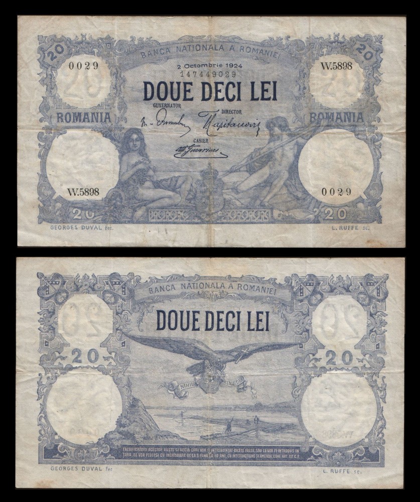 Bancnote romanesti- 20 lei 1924 -2 Octombrie | arhiva Okazii.ro