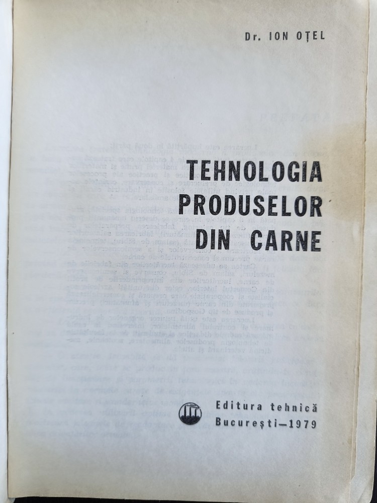 Tehnologia produselor din carne - Dr. Ion Otel / R5P5S | arhiva Okazii.ro