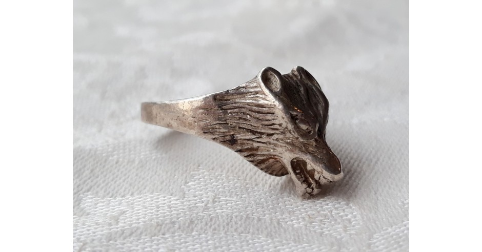 INEL argint CAP de LUP vintage VECHI de efect SPLENDID de colectie RAR ...