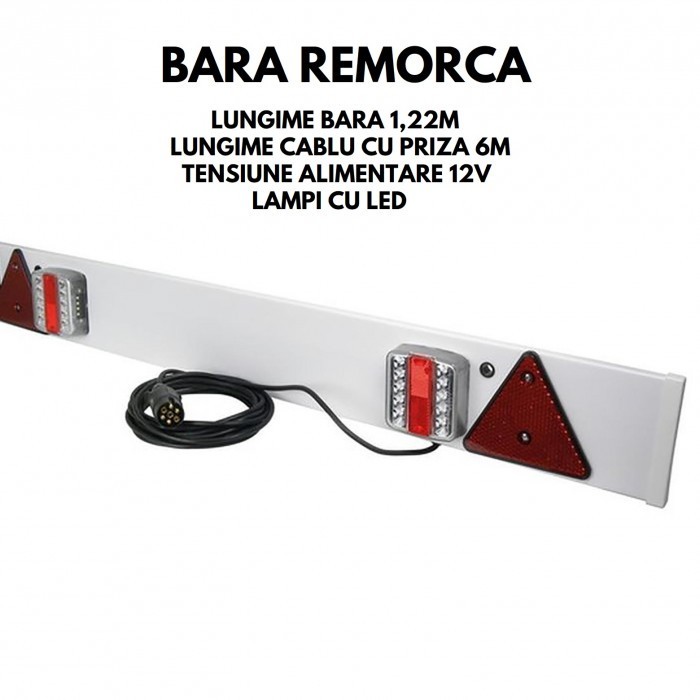 Bara remorca cu stopuri SMD LED, 12V si catadioptri TBL021 | Okazii.ro