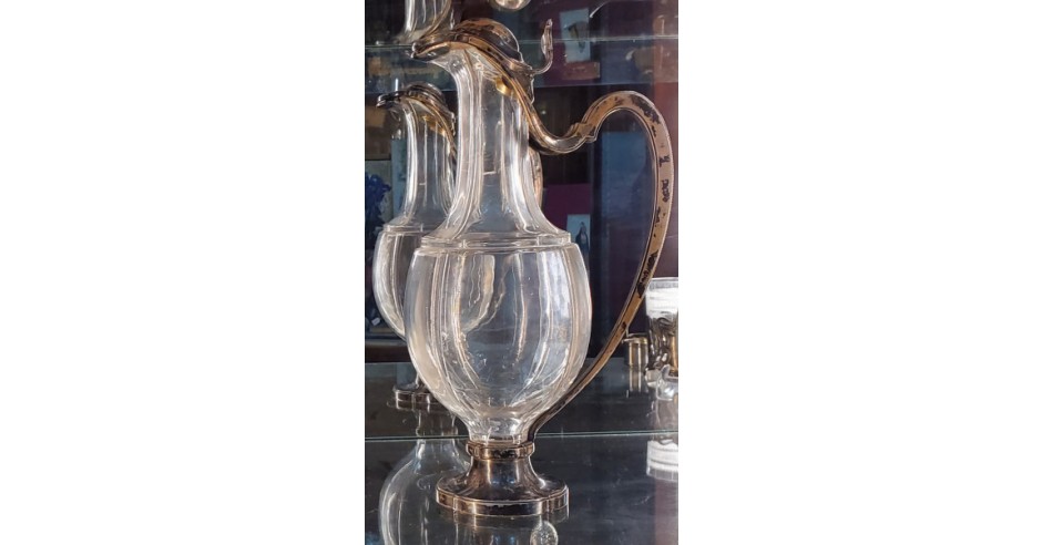Carafa Cristal Argint Gustave Keller Germania 1910, Decoratiuni, 32.5cm ...