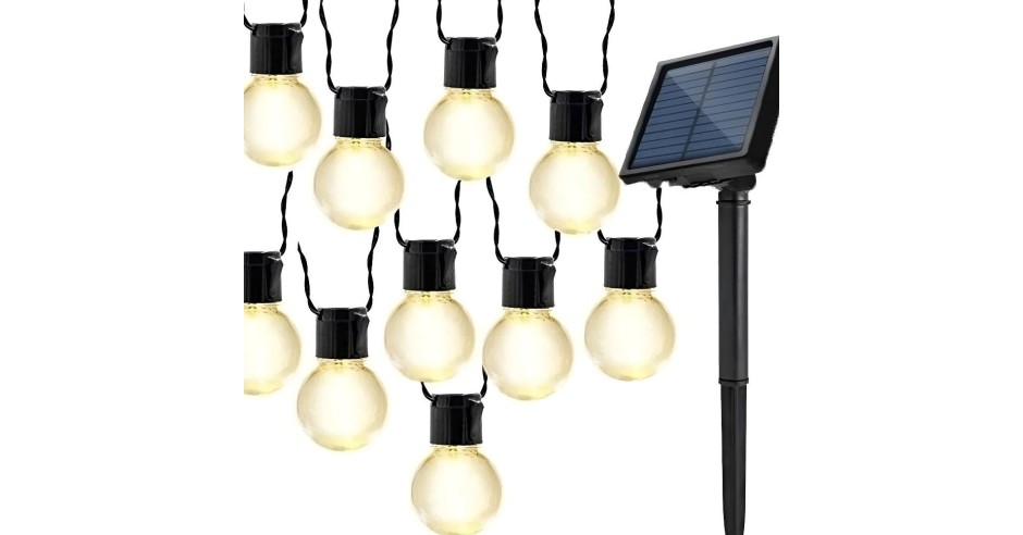Ghirlanda Solara de Gradina, cu 20 Becuri LED, Panou Solar, 8 Moduri de ...