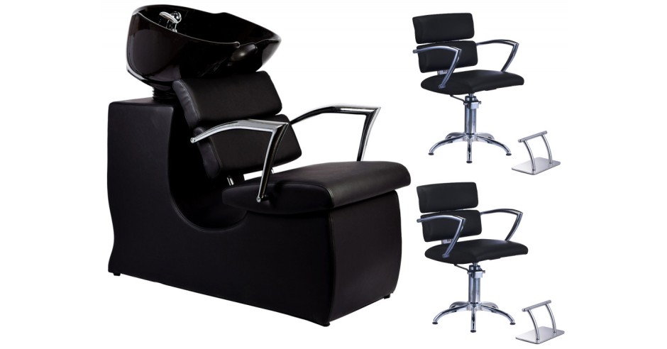 Set scafa coafor profesionala unitate de spalare Olga ?i 2 x scaune de ...