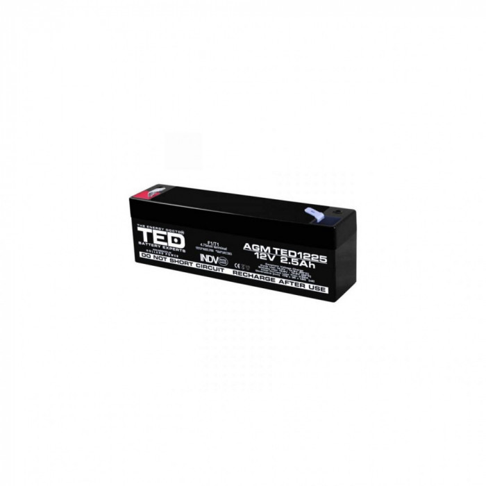 Acumulator AGM VRLA 12V 2,5A dimensiuni 178mm x 34mm x h 60mm F1 TED ...
