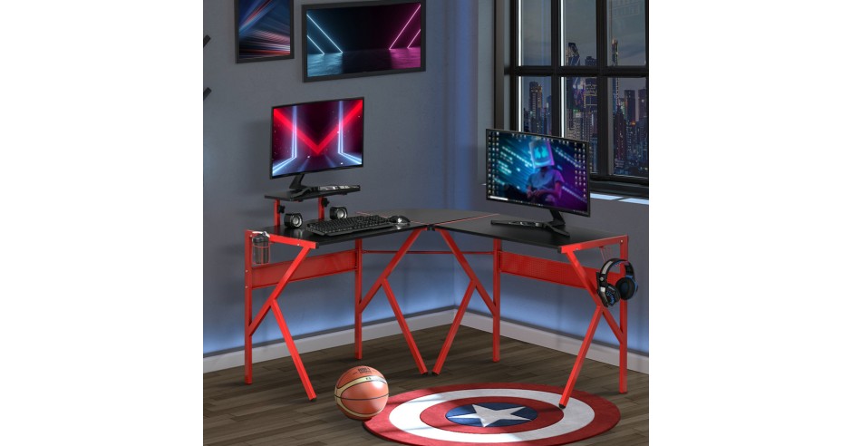 HOMCOM Birou Gaming, Birou Unghiular pentru Birou sau Camera, Birou ...