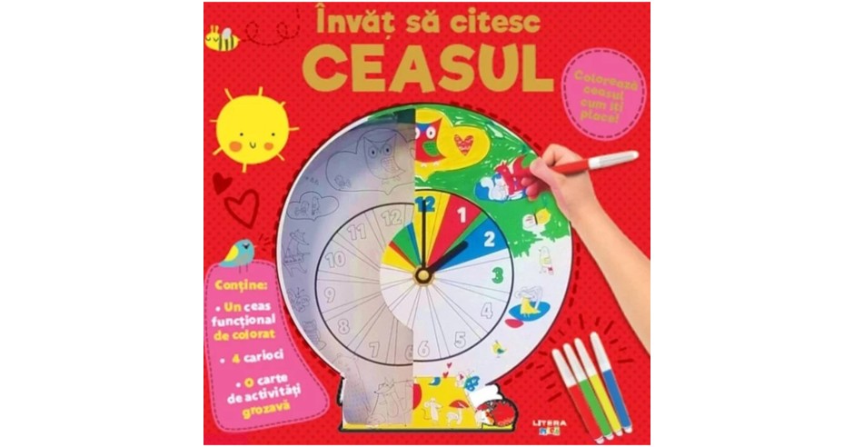 Invat sa citesc ceasul. Coloreaza ceasul cum iti place! Contine 1 ceas ...