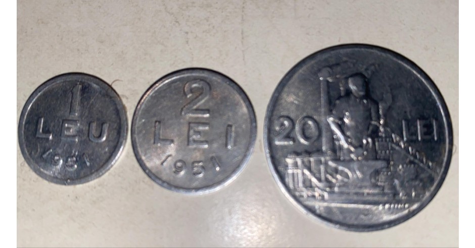 Set Monede RPR 1951: 1 Leu, 2 Lei, 20 Lei - Monede Romania ...