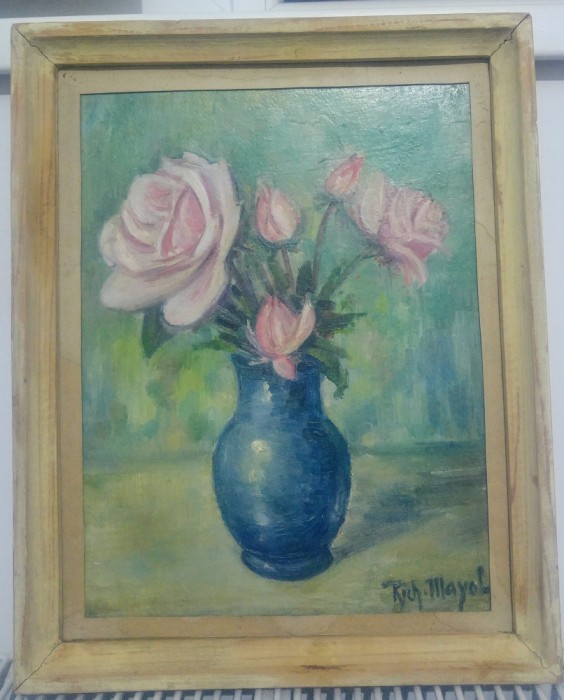 Vas cu flori// ulei pe carton, Richard Mayol, Arbori, Altul | Okazii.ro