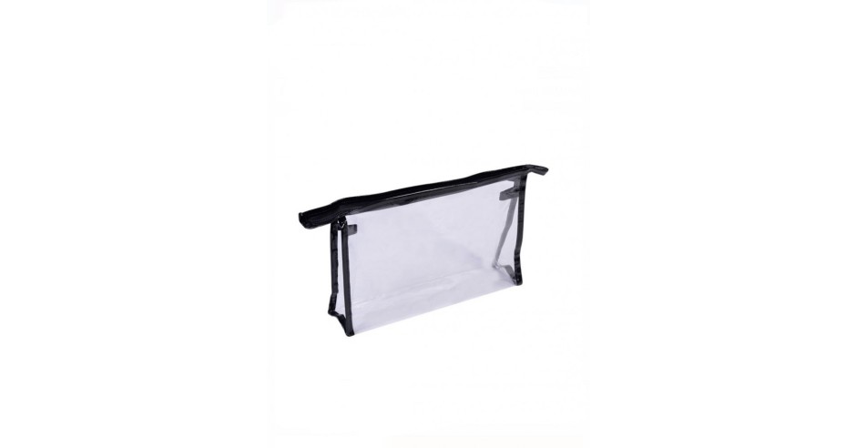 Portfard transparent pentru plaja cu fermoar negru, 22x14x5.5cm, Oem ...
