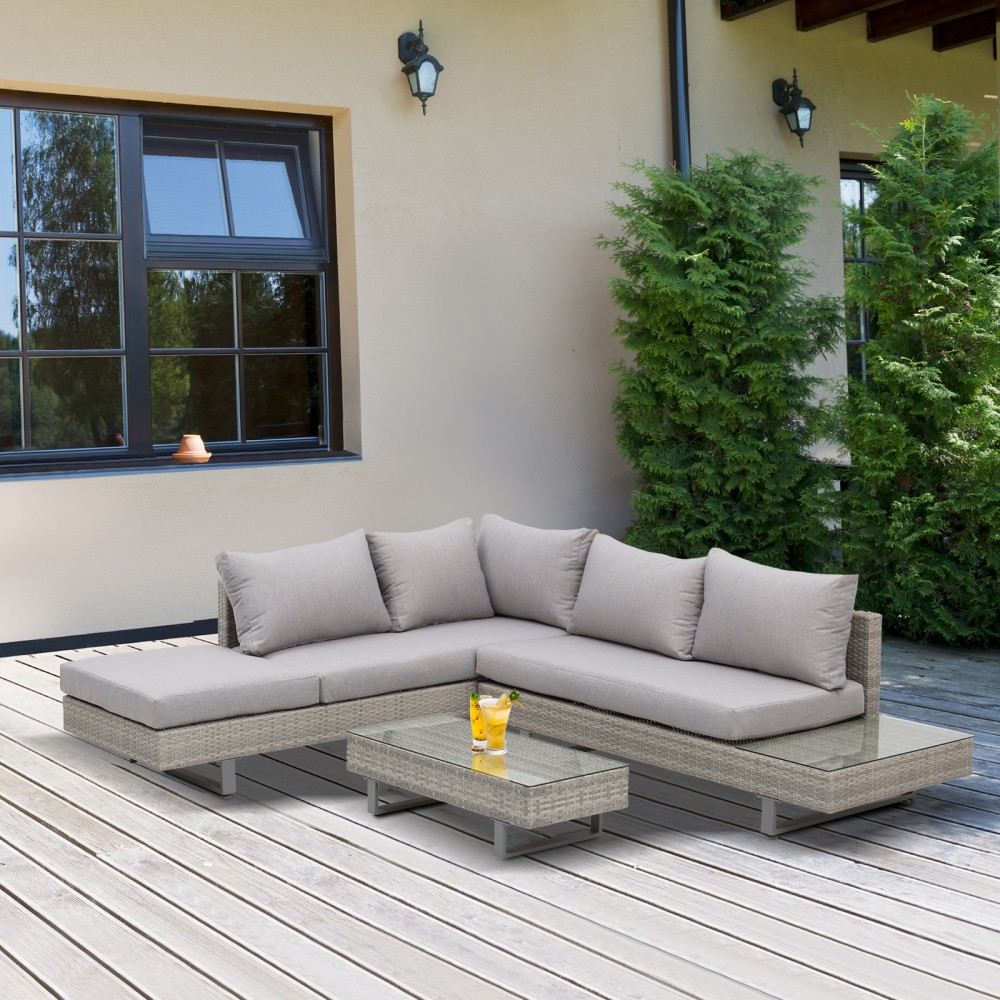 Outsunny Salon de Gradina Canapele de Exterior din Ratan Gri | arhiva ...