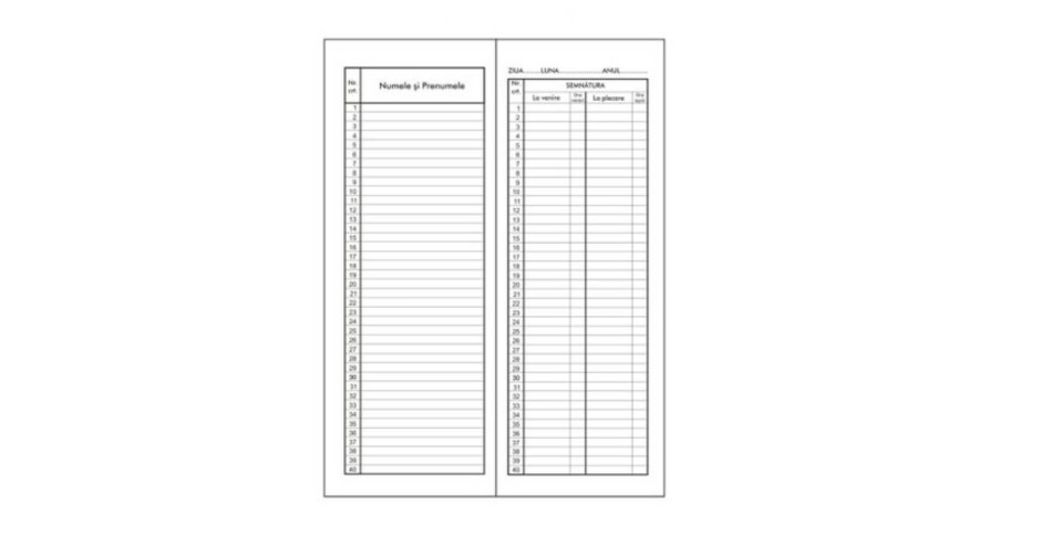 Condica Prezenta 1/2, 16 File/Carnet - Formular Tipizat pentru Pontaj ...