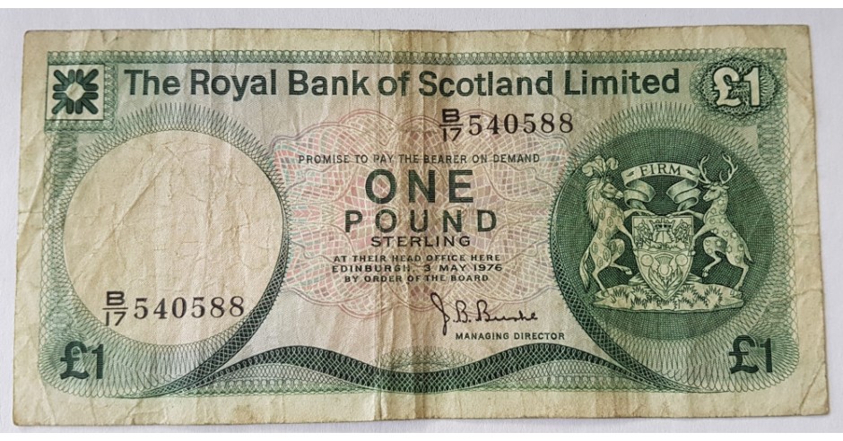 Scotia 1 lira pound 1975 Edinburgh Castle | arhiva Okazii.ro