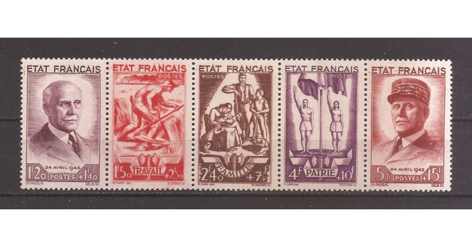 Franta 1943 - Timbre de caritate - Maresal Petain, 87 ani de la nastere ...