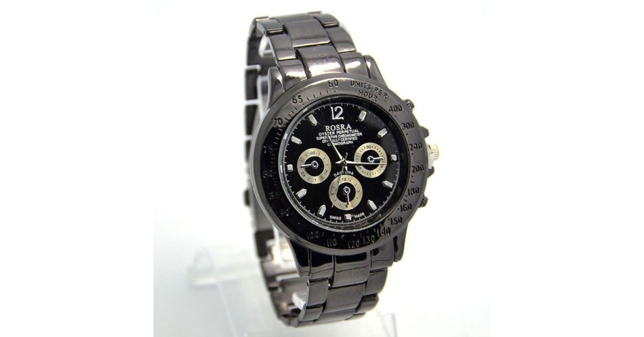Ceas Barbatesc ROSRA Quartz, Mecanism Japonez, Argintiu, Curea Metalica ...