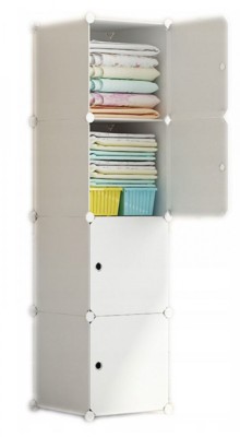 Dulap modular pentru haine, garderobă, 4 rafturi, Alb, 39x37x147cm ...