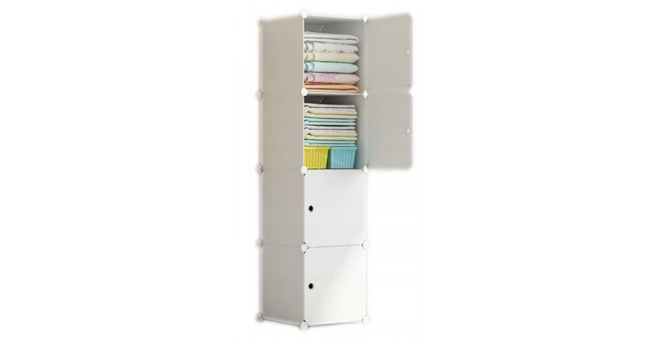 Dulap modular pentru haine, garderobă, 4 rafturi, Alb, 39x37x147cm ...