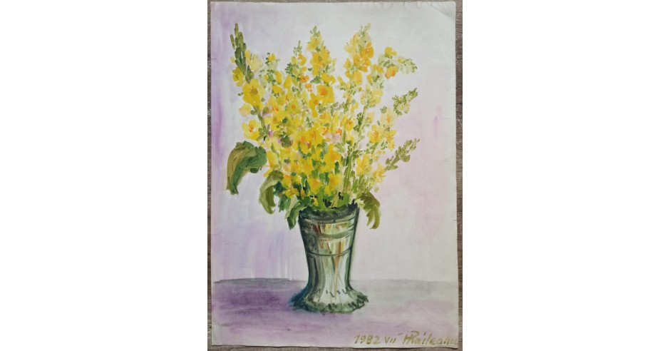 Vas cu flori// acuarela Rodica Raileanu 1982, Portrete, Cerneala, Altul ...