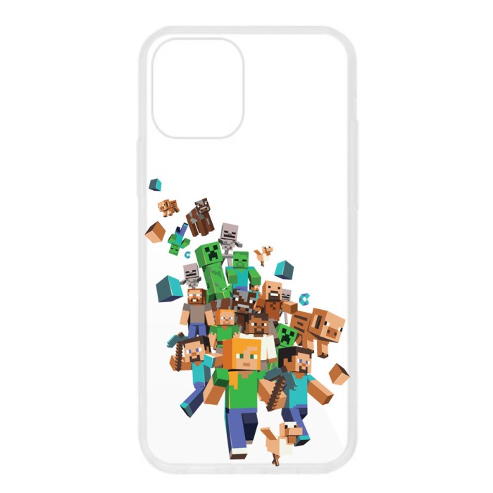 Husa iPhone 13 Pro Max Silicon Transparenta Model Minecraft Characters ...