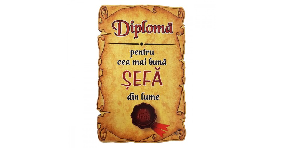 Magnet Diploma pentru Cea mai buna SEFA din lume, lemn | arhiva Okazii.ro
