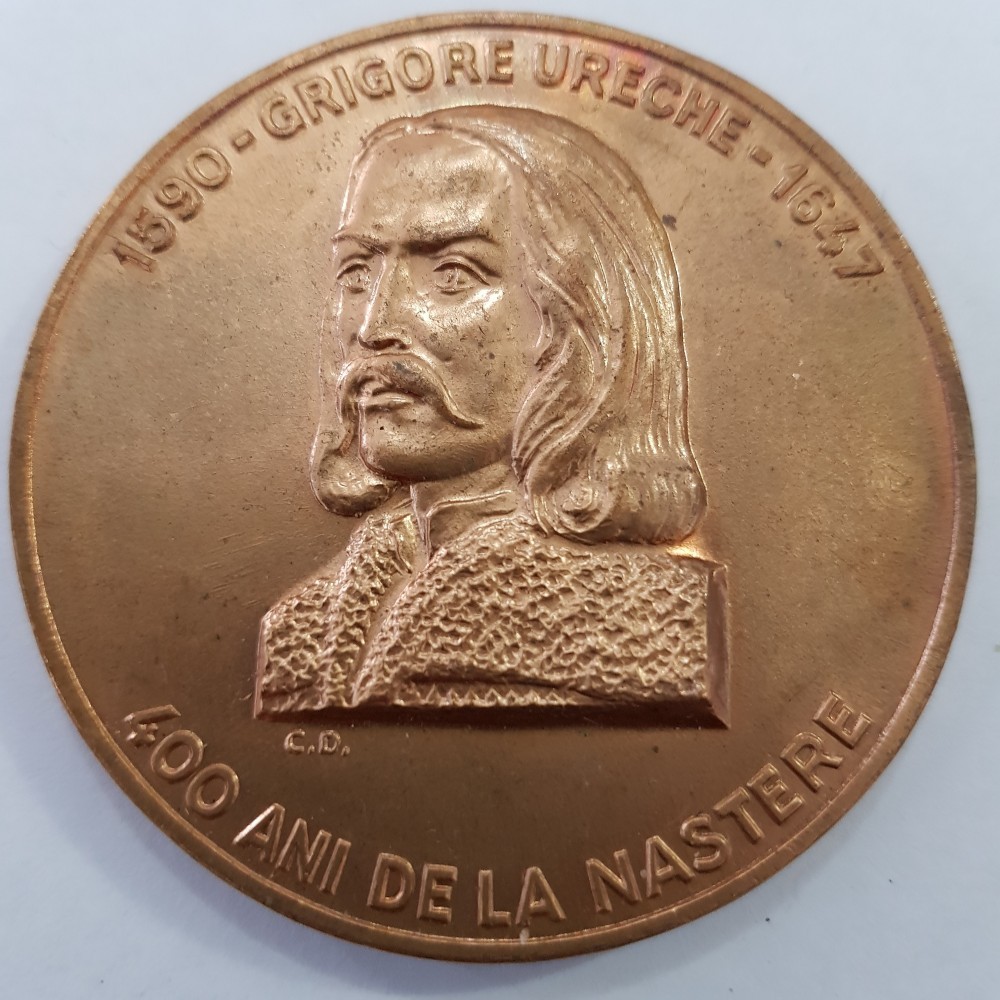 GRIGORE URECHE-MEDALIA COMEMORATIVA 400 DE ANI DE LA NASTERE-1590-1990 ...