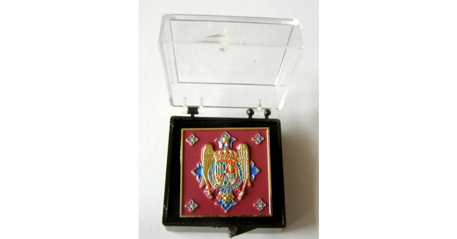 T906 INSIGNA Stema Regelui Ferdinand cavaler al Ordinului Jartierei ...