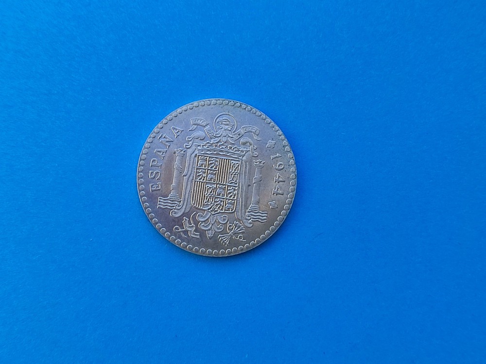 1 Peseta 1944 Spania -Moneda Argint emisa de banca Spaniei-Arg.800- 5,4 ...
