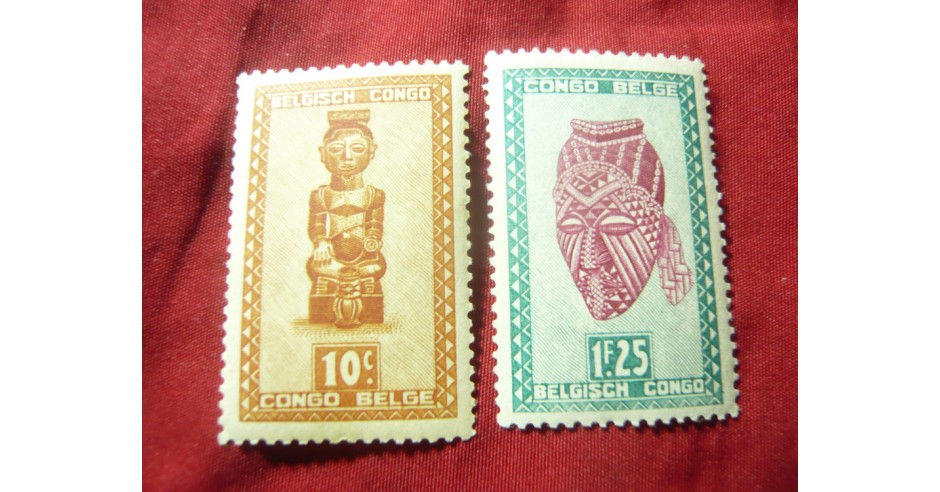 2 Timbre Congo Belgian 1947 - Masti - Traditii , sarniera | arhiva ...
