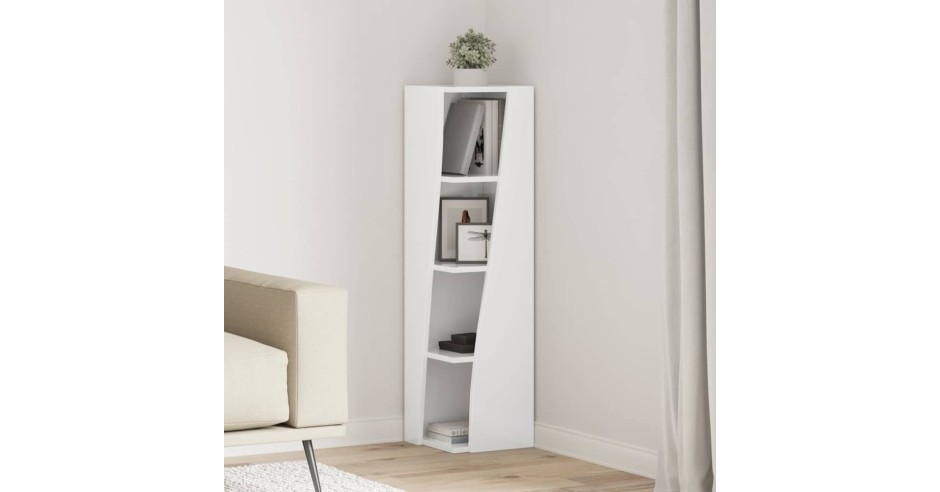 Dulap de colt Alb 27,5x27x102cm Lemn compozit | Okazii.ro
