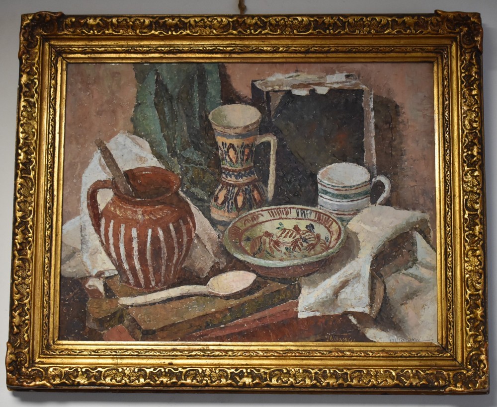 Leon Viorescu (1886-1936) pictor roman - Natura statica cu ceramica ...