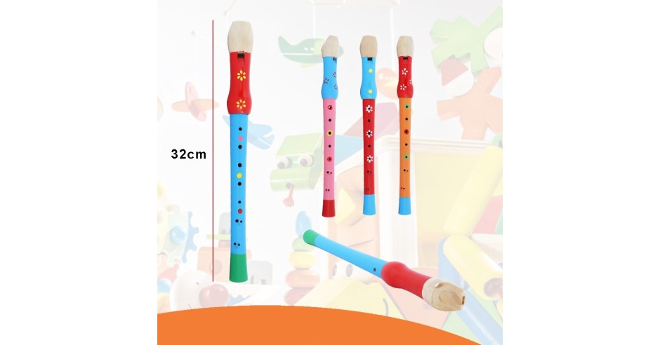 Fluier pentru copii, jucarie din lemn, lungime 32 cm, diverse modele ...
