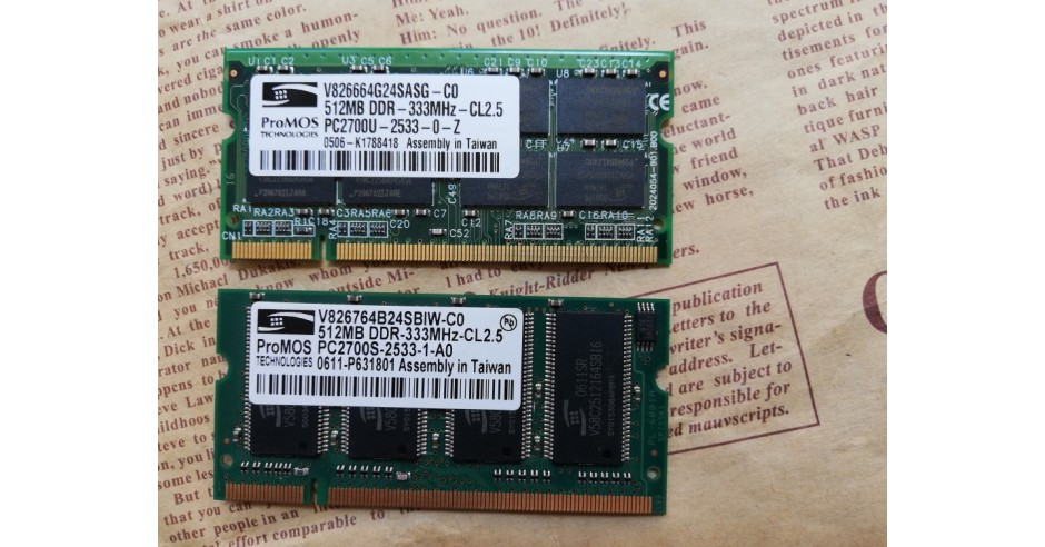Kit memorii RAM laptop 1Gb DDR1(2x512Mb) Promos SODIMM 333Mhz PC2700 ...