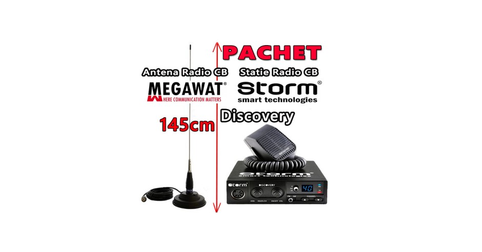 Statie Radio CB STORM Discovery IV + Antena CB Megawat ML145, Magnet ...