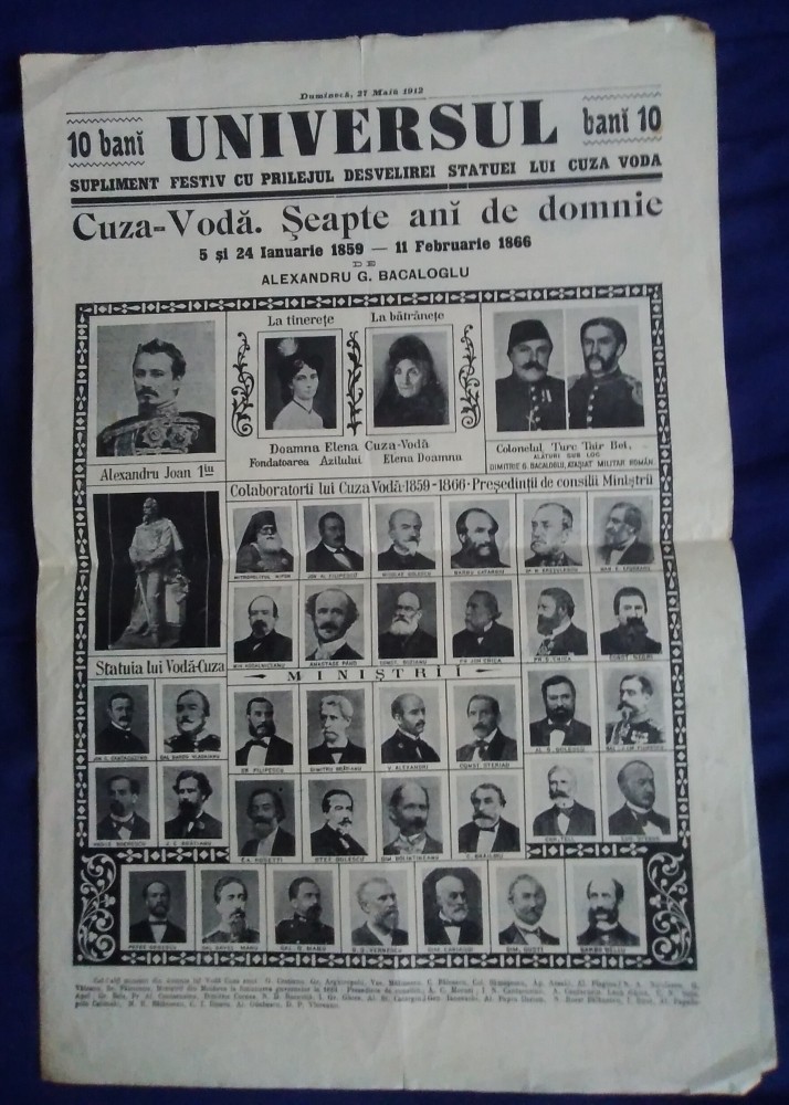 Ziarul Universul din 1912, nr. festiv : CUZA VODA. ?APTE ANI DE DOMNIE ...