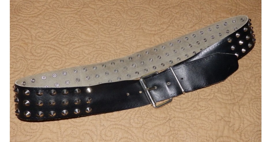 Centura/Curea cu tinte tonconice/ Unisex/tip Rock/Rocker/piele naturala ...