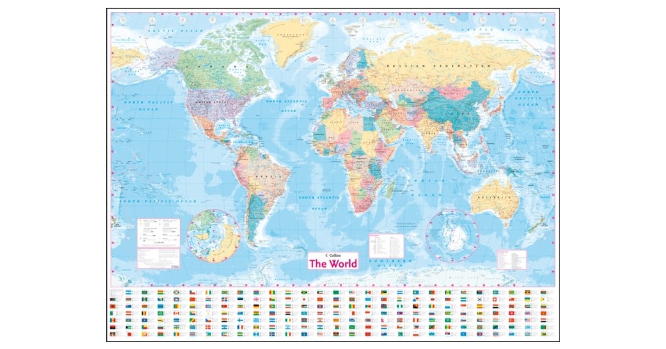 Collins World Wall Laminated Map | arhiva Okazii.ro