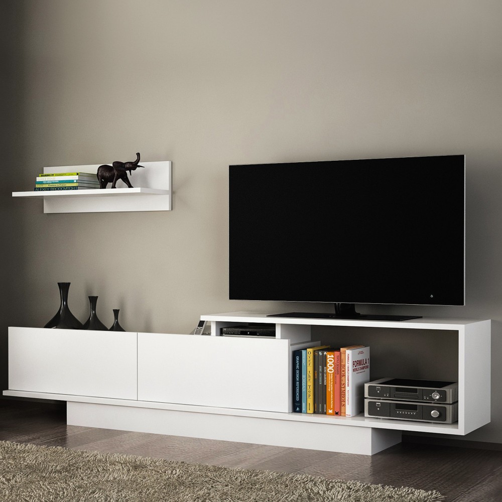 Set Mobilier TV HOMCOM cu Dulapioare si Etajera de Agatare, Perete ...