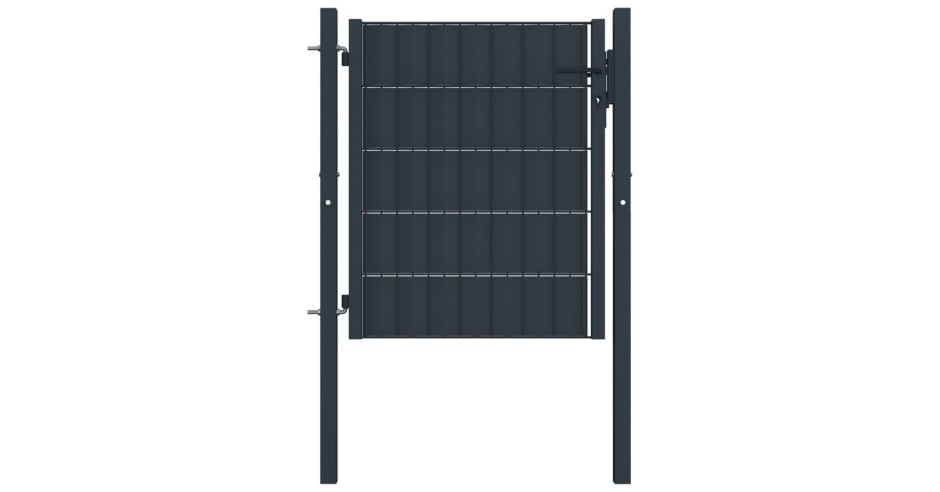 Poarta de gard, antracit, 100x81 cm, PVC si otel | Okazii.ro