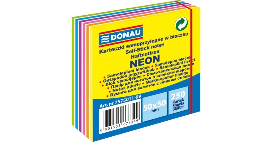Cub Notite Adezive DONAU, 5x5 cm, 250 File/Set, Multicolor Neon, Cub ...