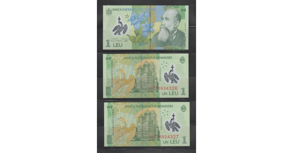 ROMANIA 1 LEU x 2 - 2018 (retiparit 2020) -Serii consecutive ...