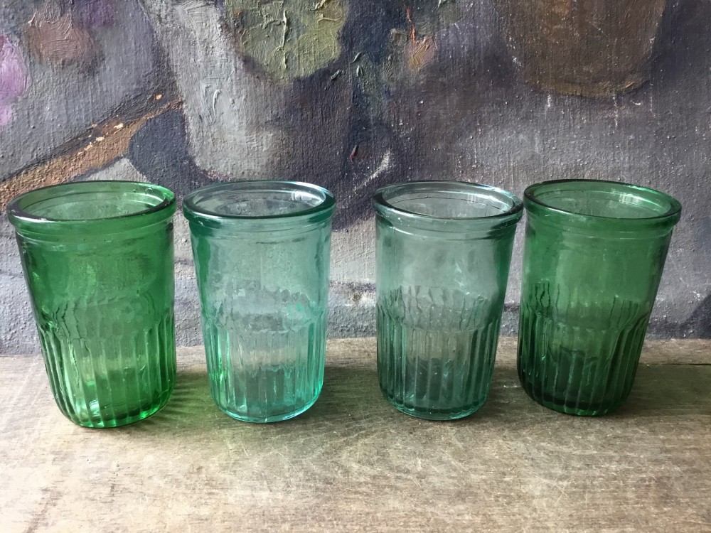 Vechi lot de pahare / borcane de mustar perioada comunista anii 70-80 ...