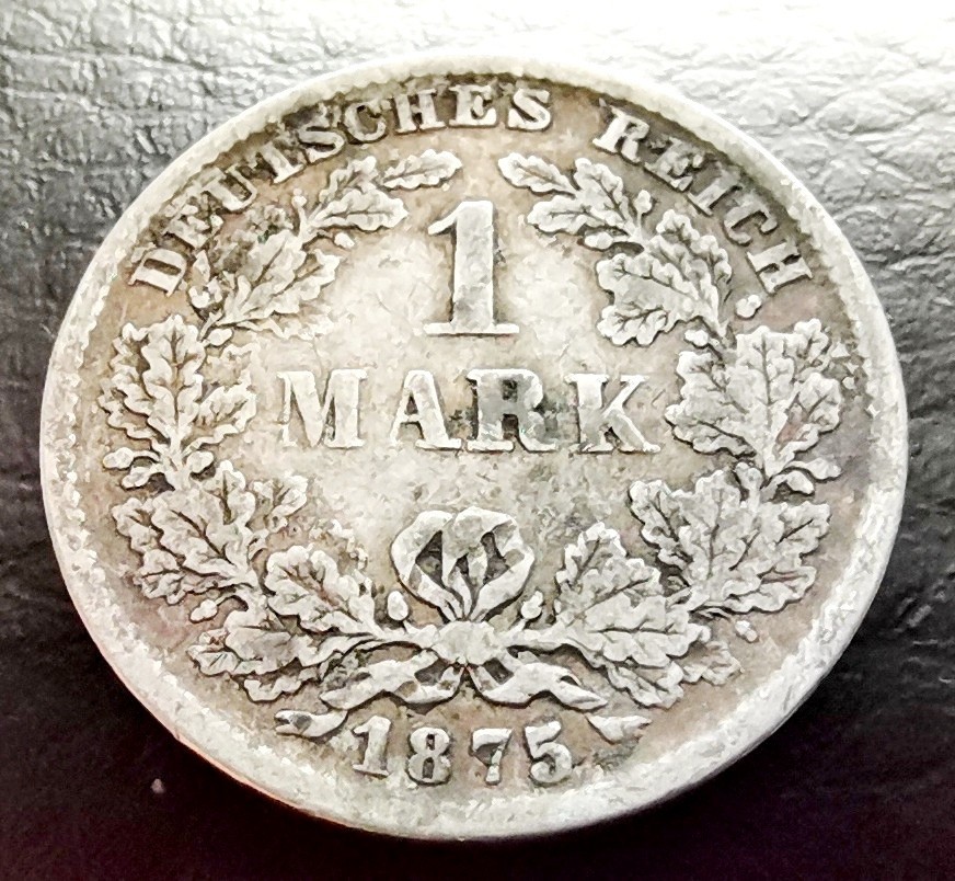 GERMANIA - 1 Mark 1875 F Stuttgart - Argint .900 - Imperiul German ...