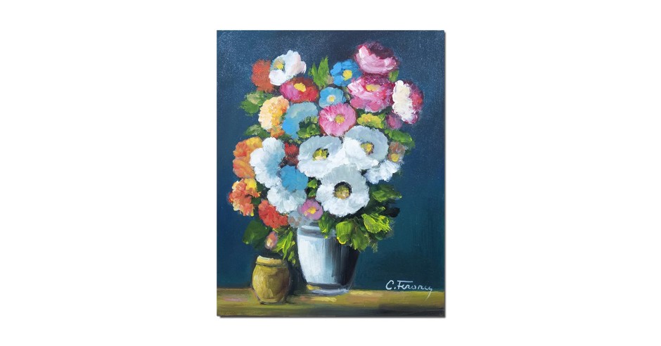 Tablou pictat manual, Vaza cu anemone, 50x40cm ulei pe panza ...